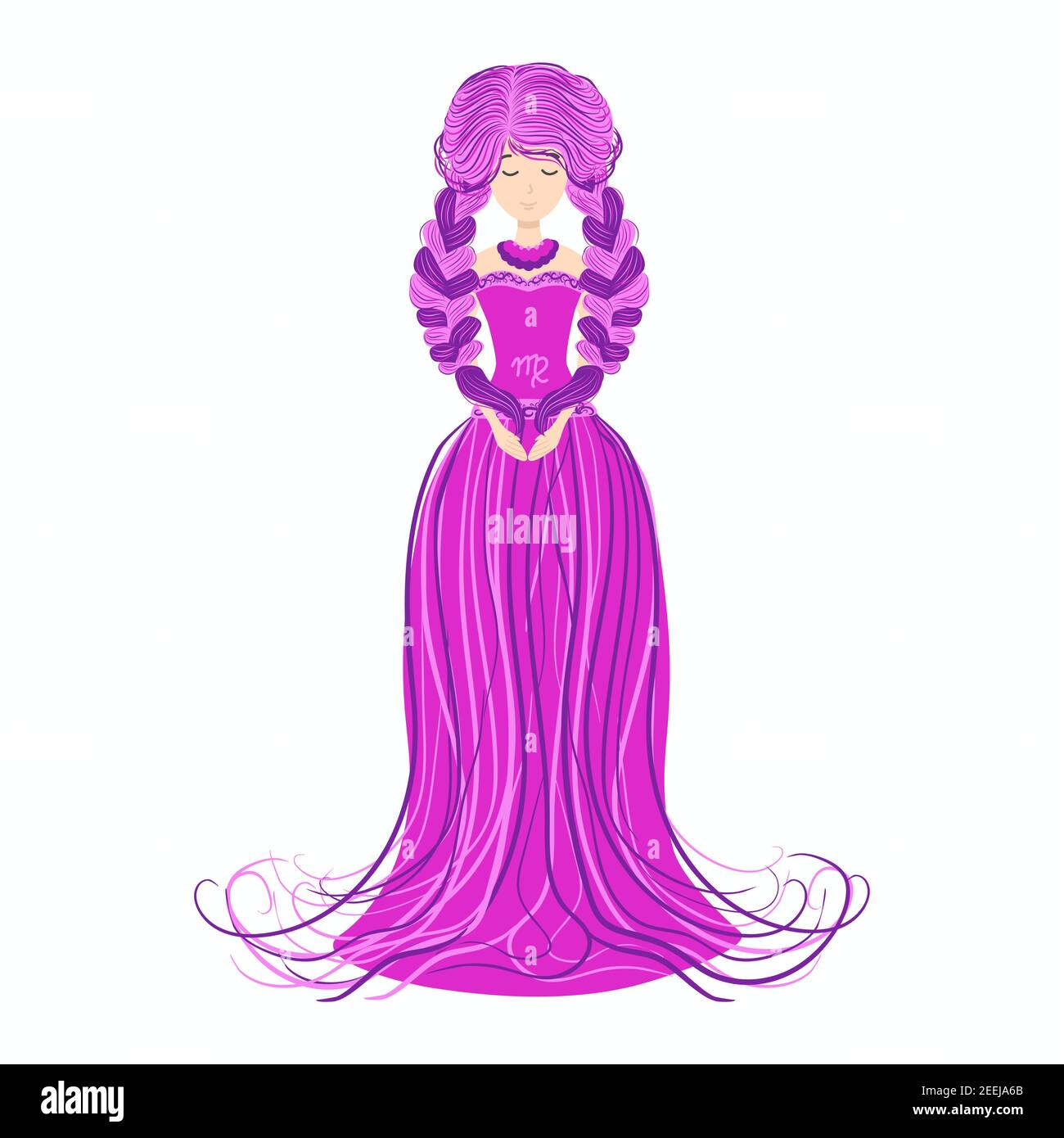 Zodiac, Virgo zodiac sign illustration as a beautiful girl with braids ...