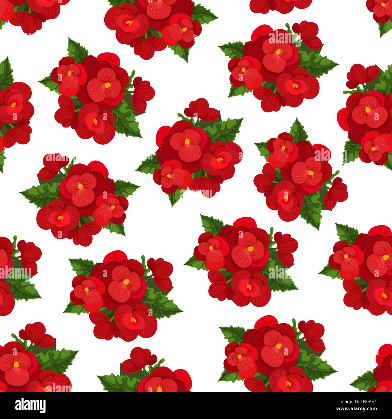 Red flower with leaf floral seamless pattern background. Blooming ...