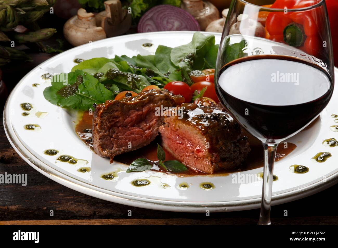Filet mignon red wine sauce Stock Photo - Alamy