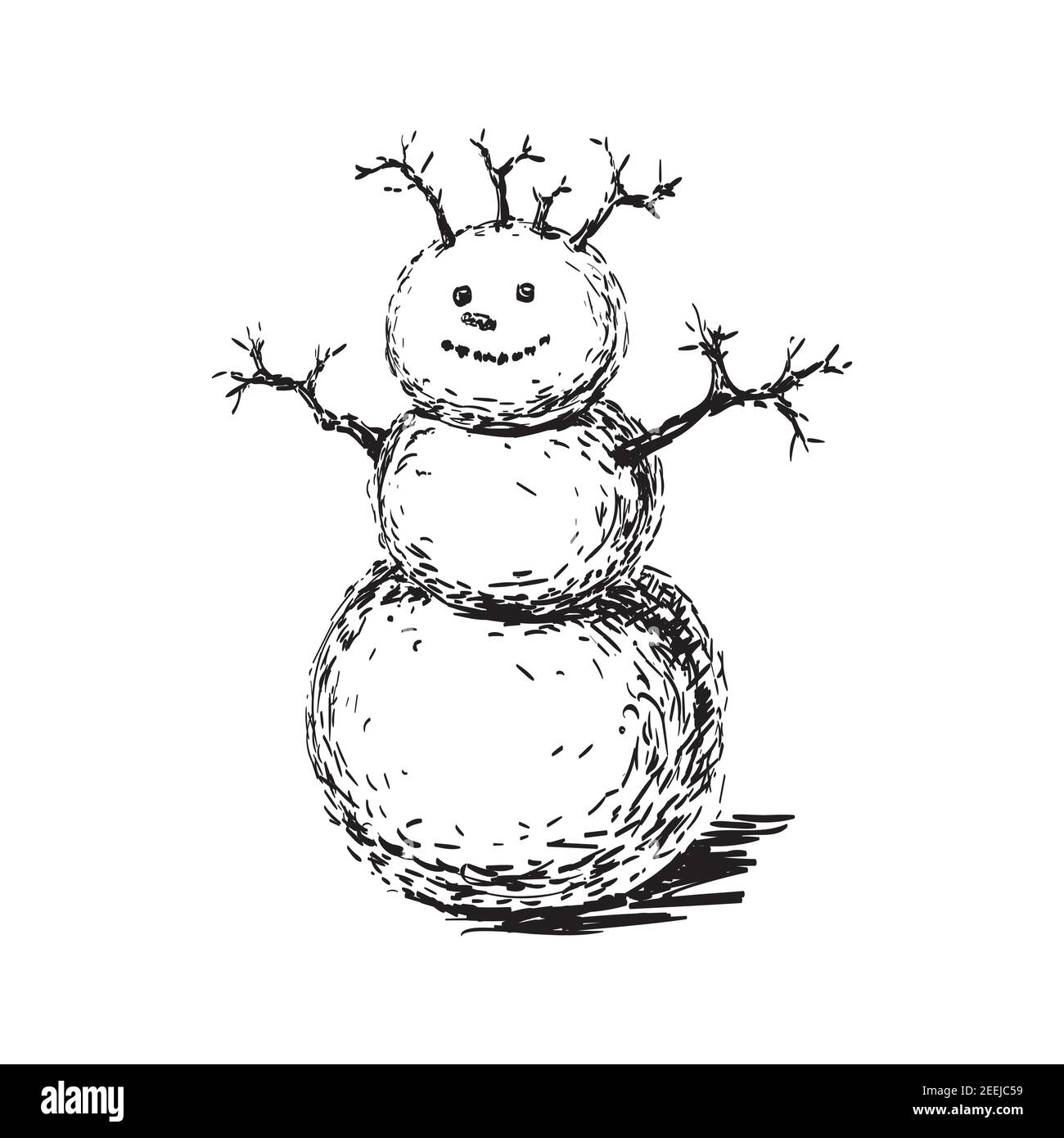 Snowman Hand Drawn Sketch Vector Illustration Stock Vector Image & Art ...