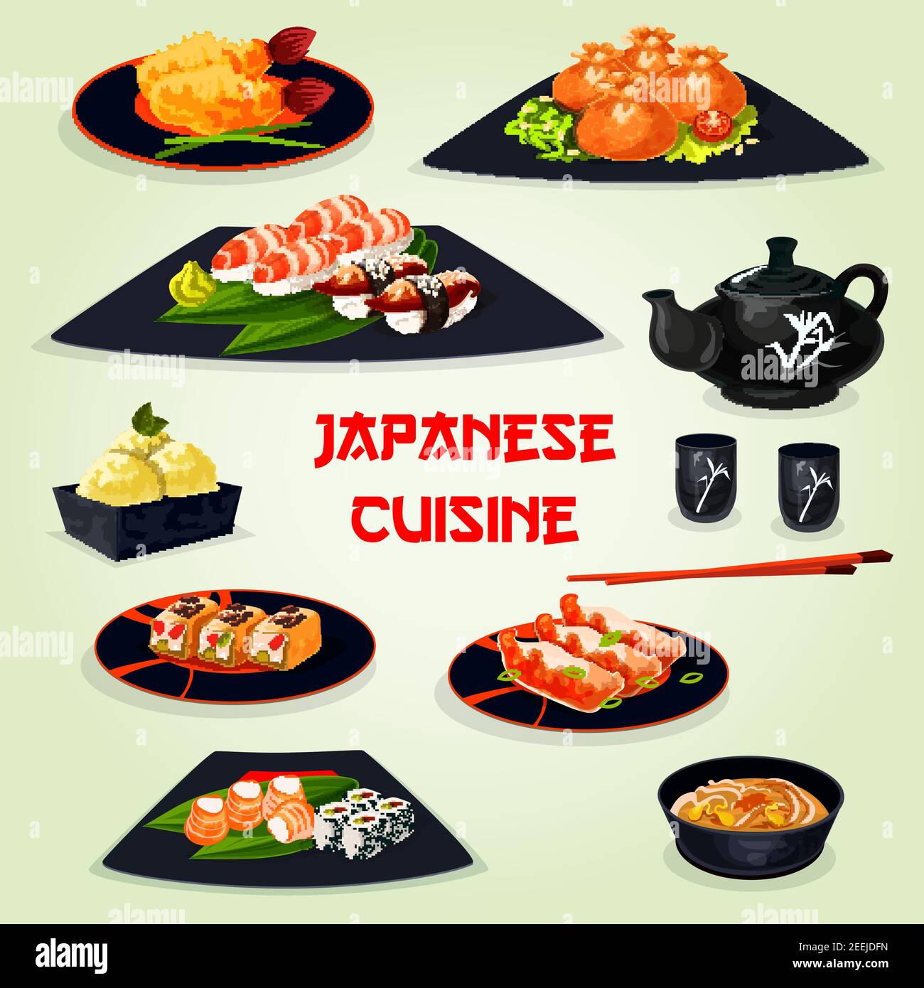 Rice and fish Stock Vector Images - Alamy
