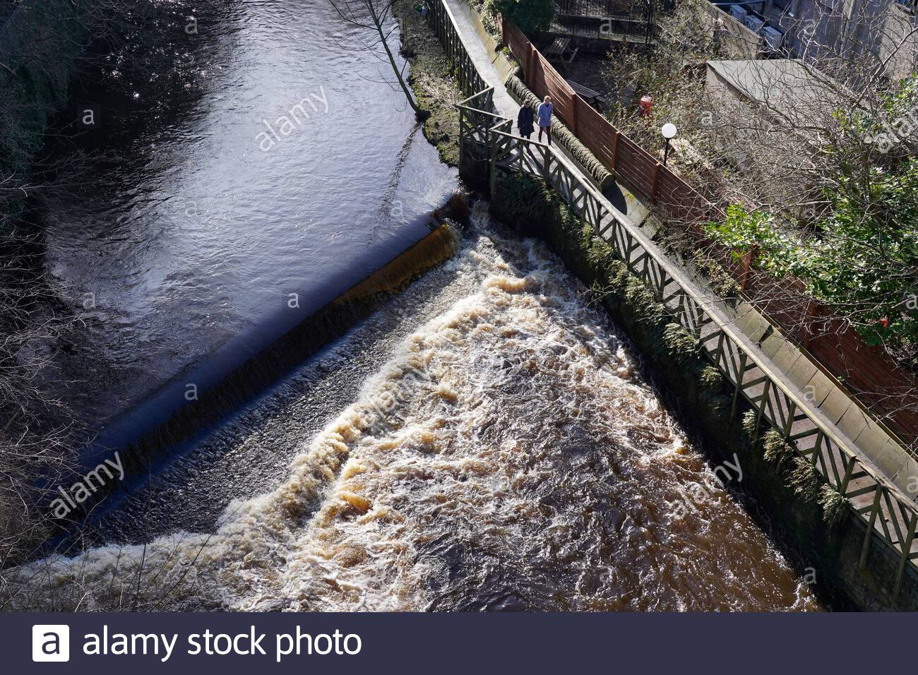 Edinburgh, Scotland, UK. 16th Feb 2021. Snow Melt on a fast flowing ...