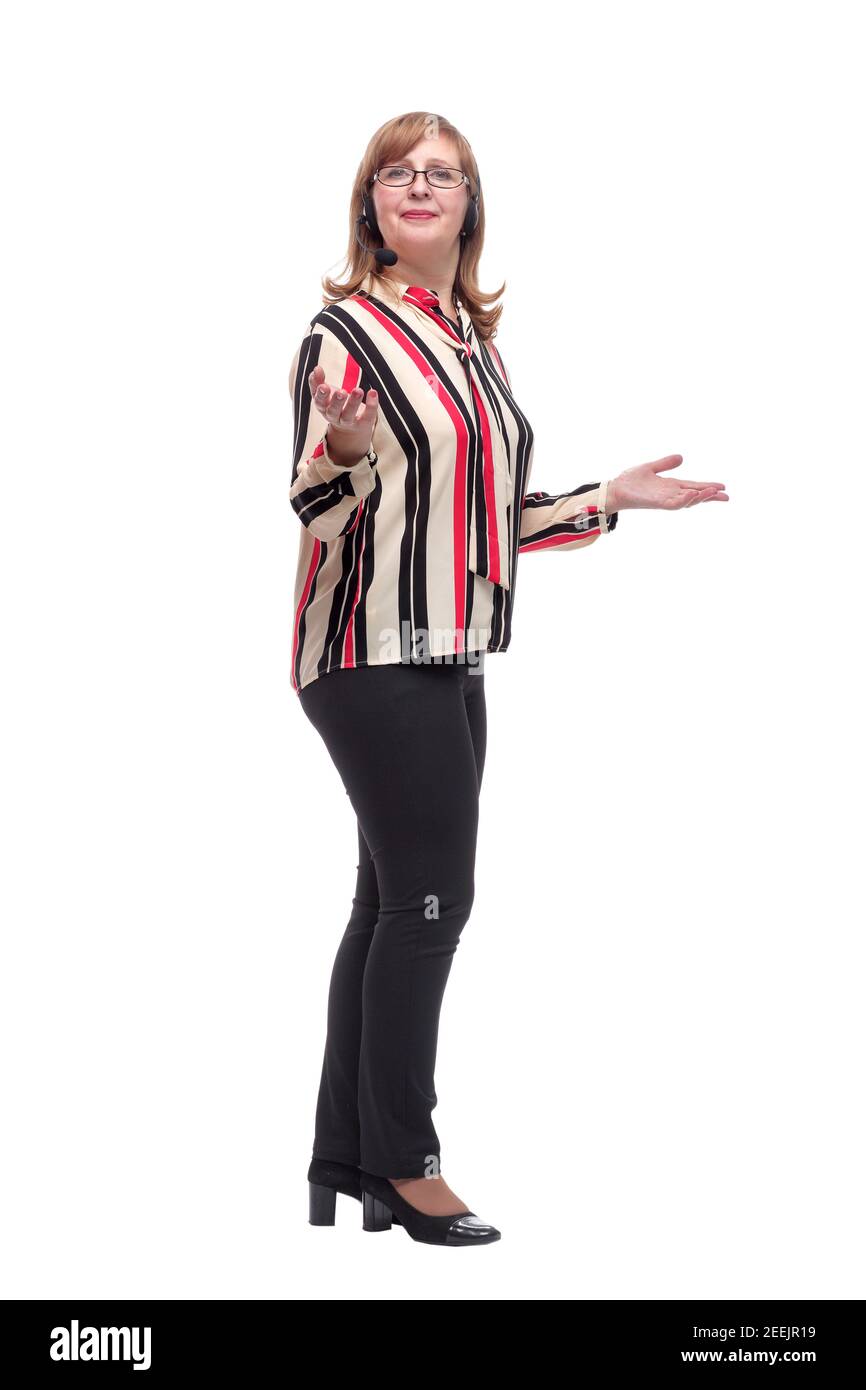 side view. nice adult woman looking at the camera Stock Photo - Alamy