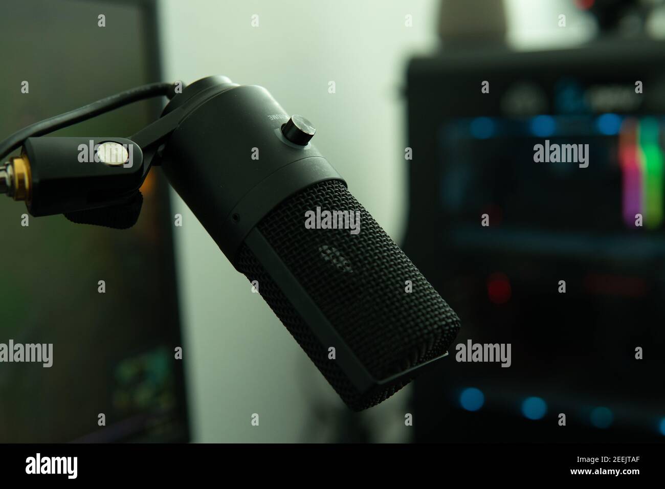 Microphone supported by a frame to be used on the computer Stock Photo ...