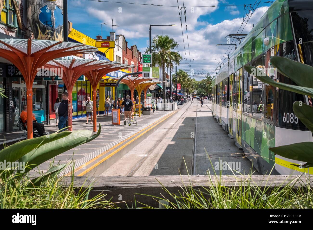 The end of the tram line, in St Kilda, Victoria, Australia Stock Photo ...