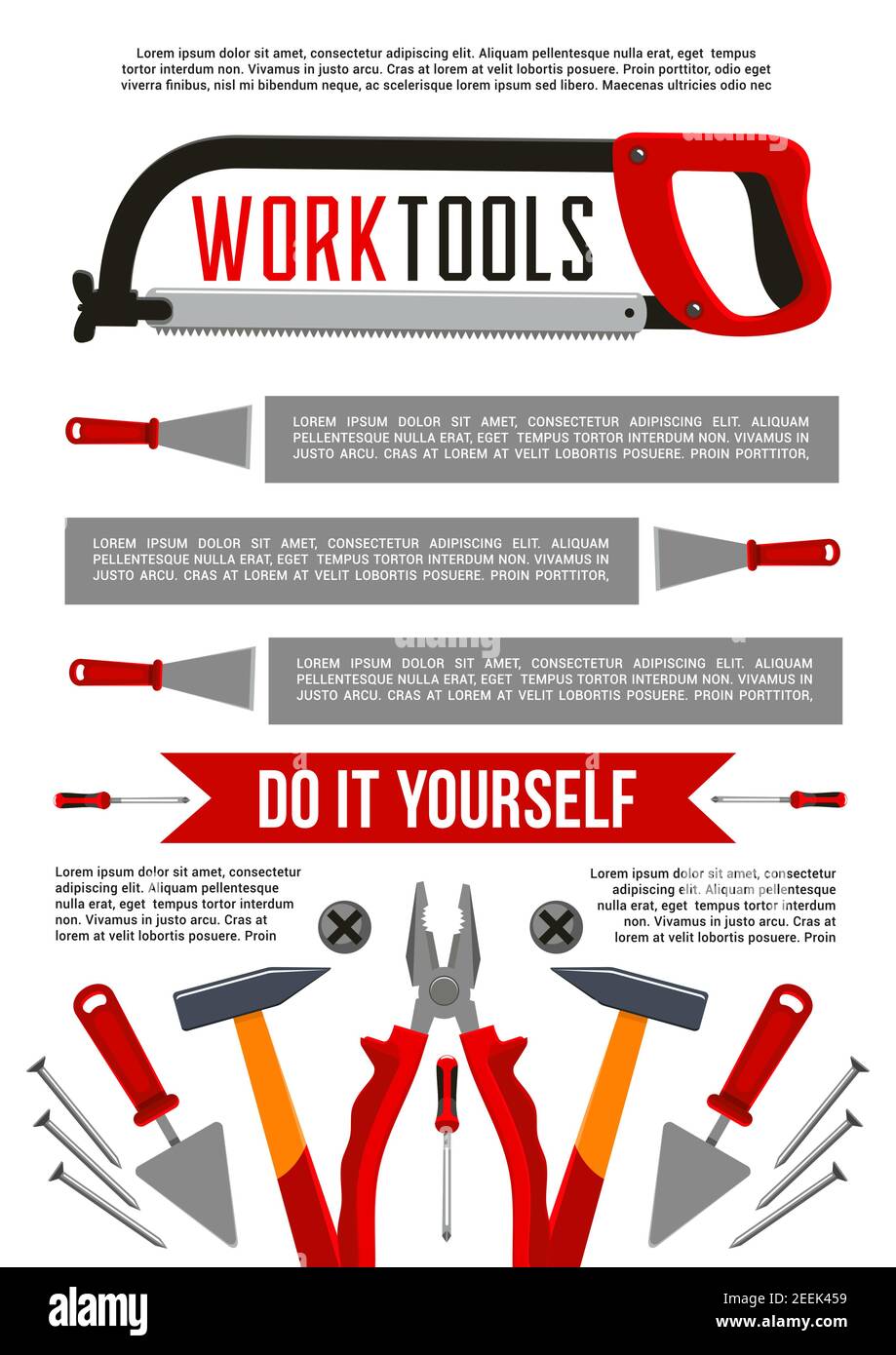 Work tools poster template for do it yourself handy home repair or ...