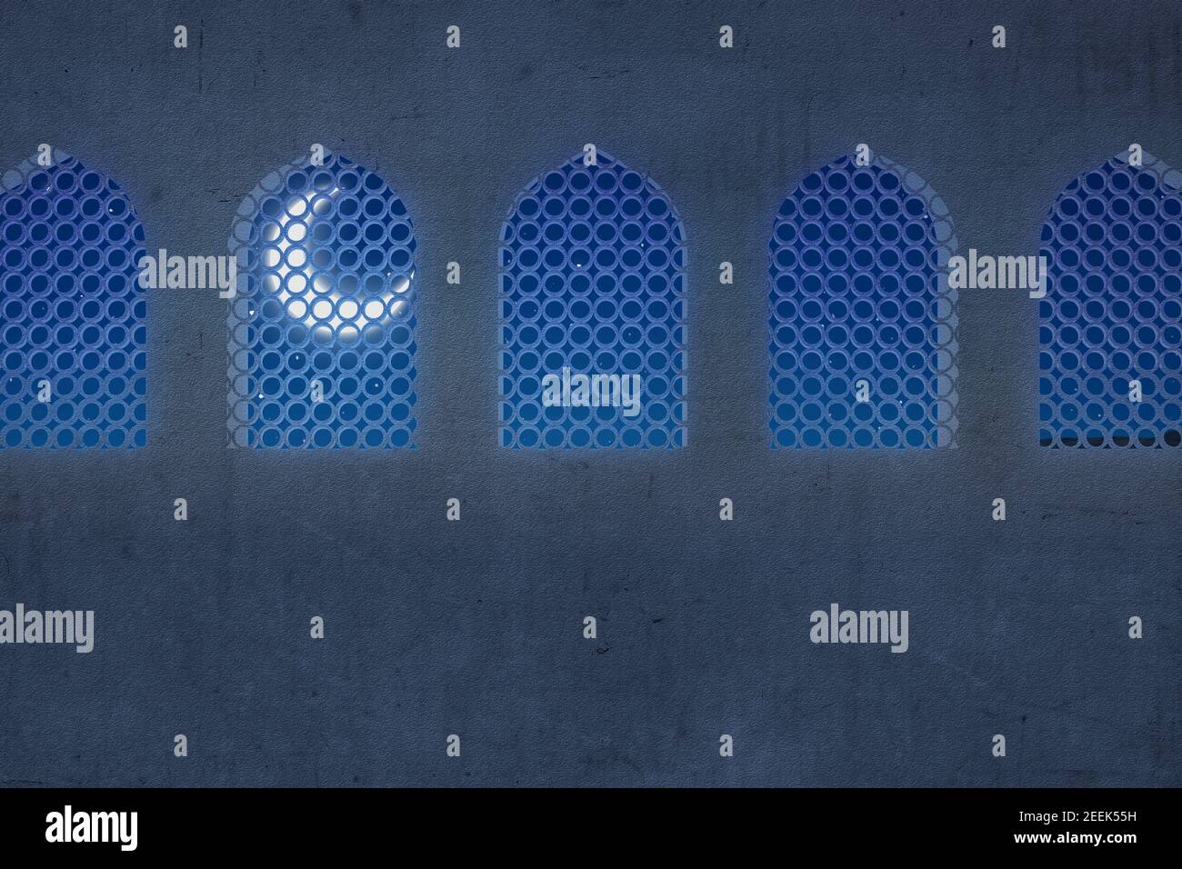 Mosque window with the night scene background Stock Photo - Alamy