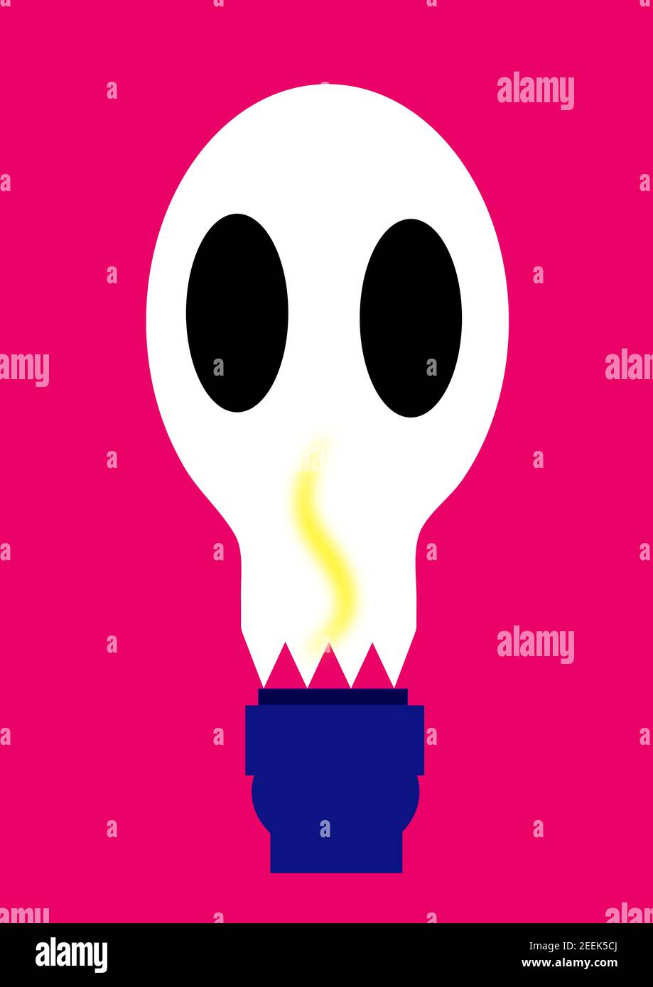 illustration of a light bulb in the shape of a ghost, isolated on a ...