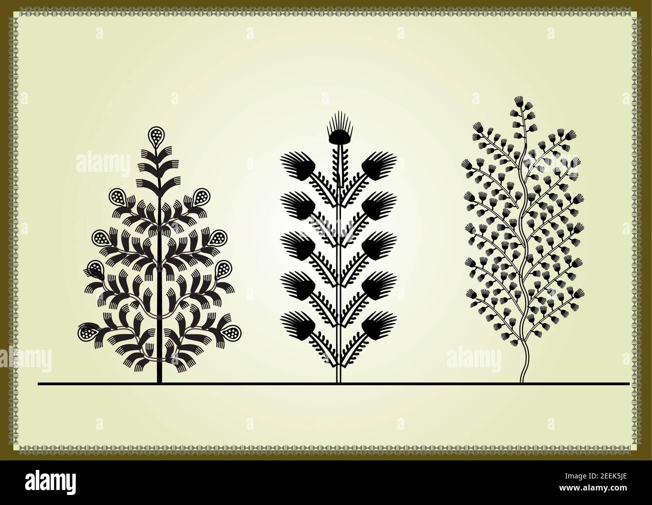 Indian Tribal Art showing plants Stock Photo - Alamy