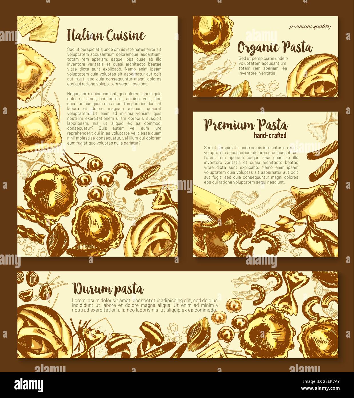 Pasta posters or banners set for Italian premium organic cuisine ...