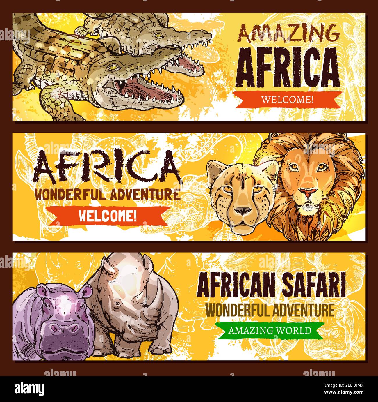 Hippopotamus and crocodile hunt Stock Vector Images - Alamy