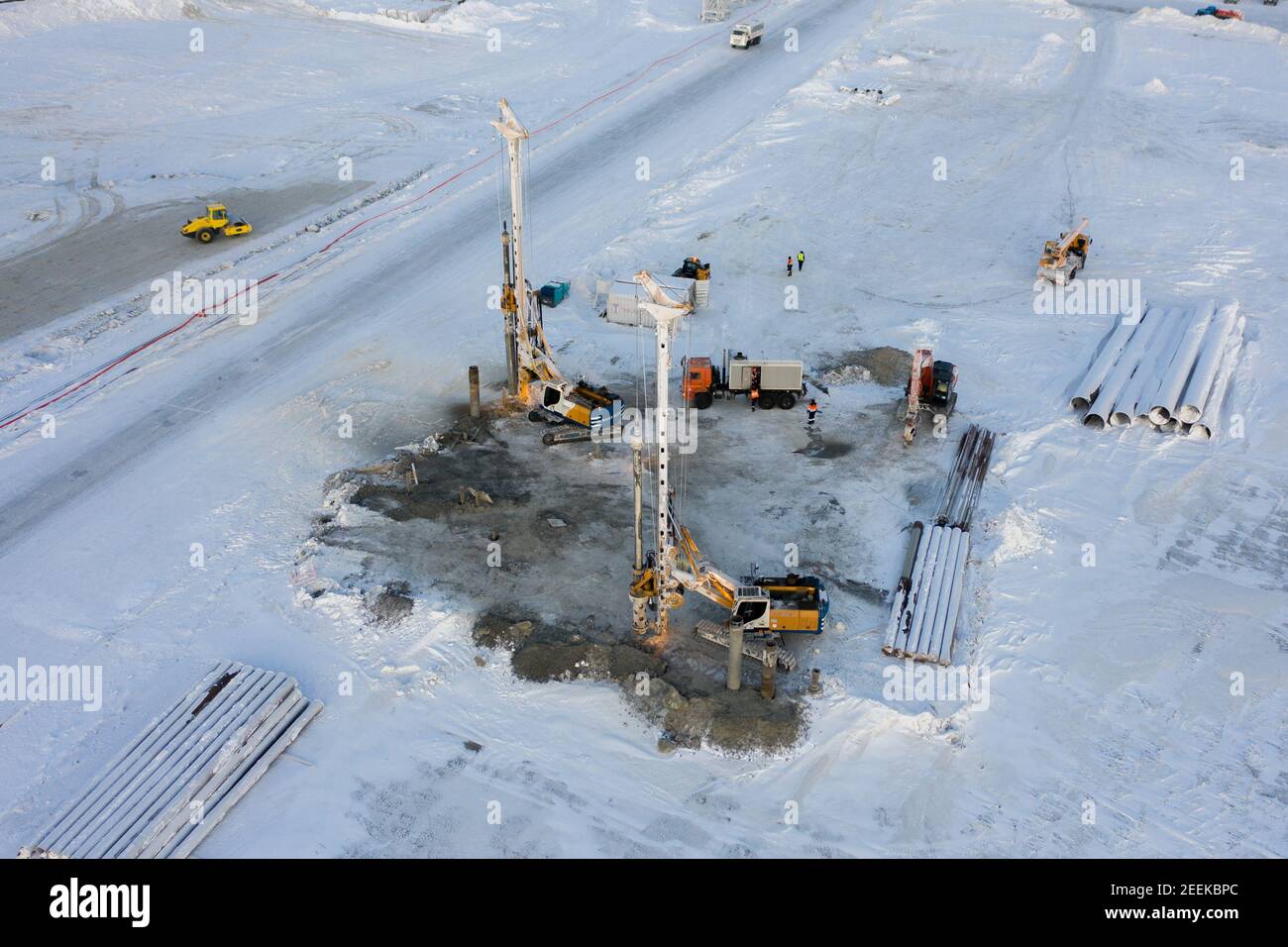 Sabetta 2, Tyumen region, Russia - January 25, 2021: Construction of an ...