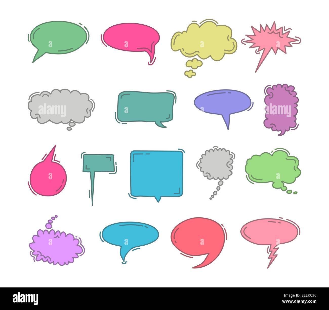 chat bubble doodle colorful hand draw element set. Vector set of speech ...