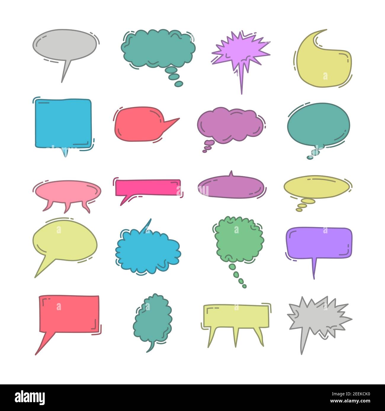 chat bubble doodle colorful element set. Colorful speech bubbles vector ...