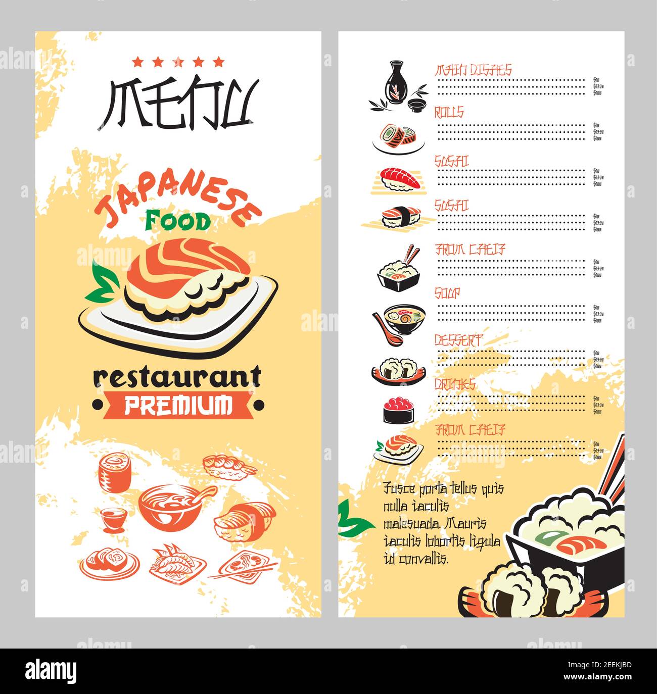 Menu japanese food list Stock Vector Images - Alamy
