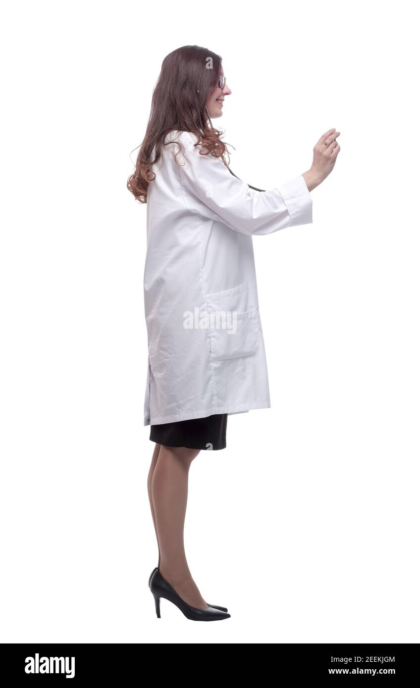 side view. female doctor using her stethoscope Stock Photo - Alamy