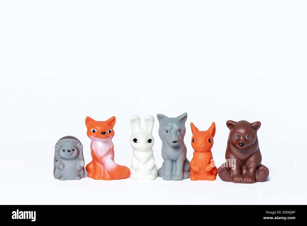 Wild animals group isolated on white background. Hedgehog, fox, hare ...