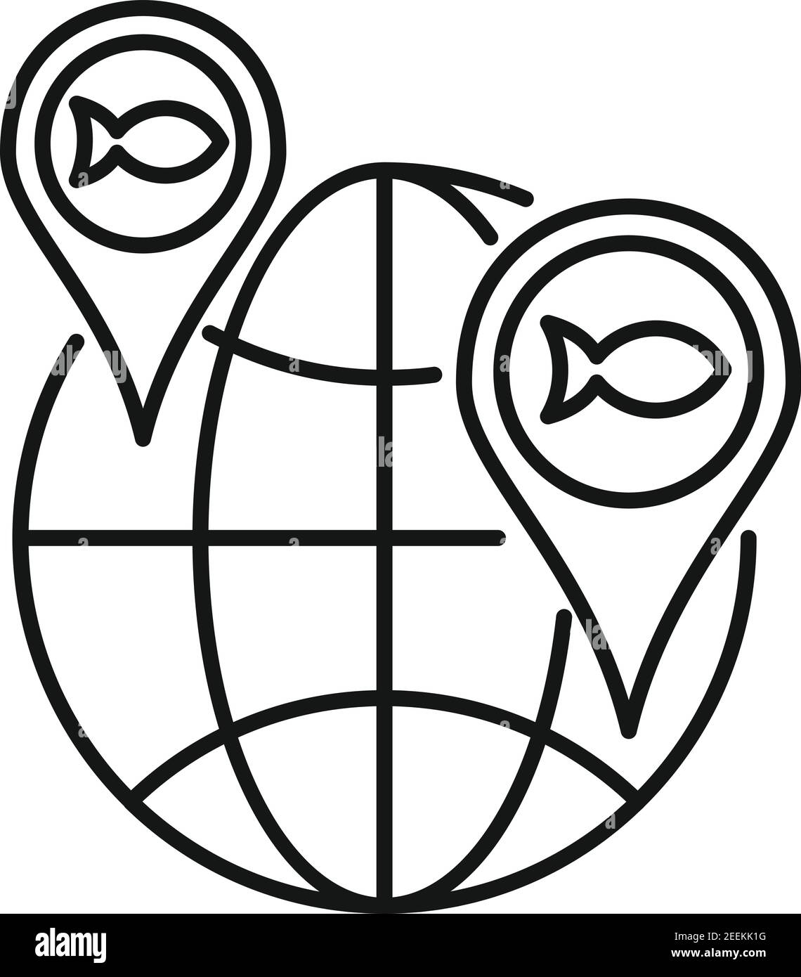 Global pin map fish icon, outline style Stock Vector Image & Art - Alamy