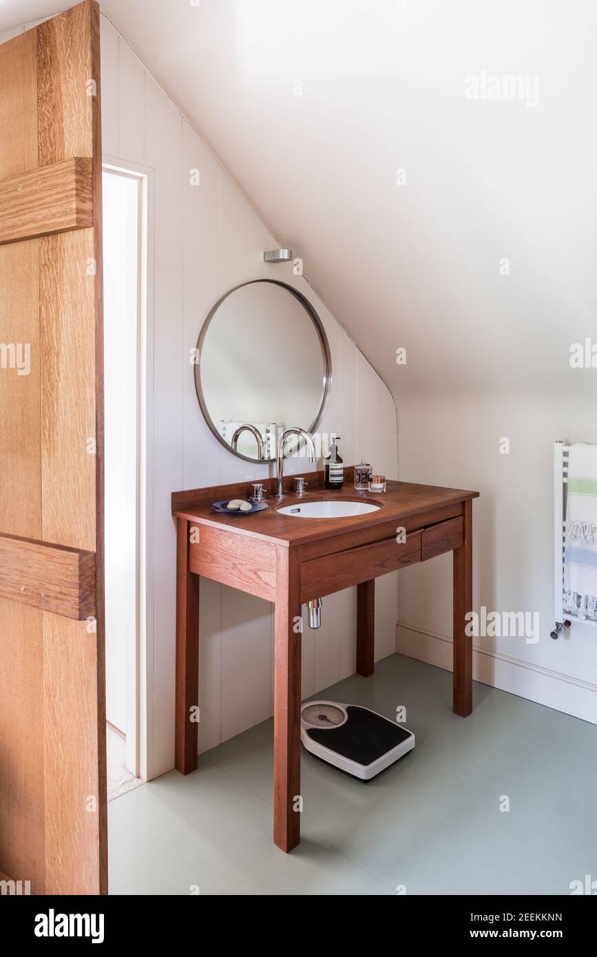 Teak vanity unit by Dominic Ash Stock Photo - Alamy