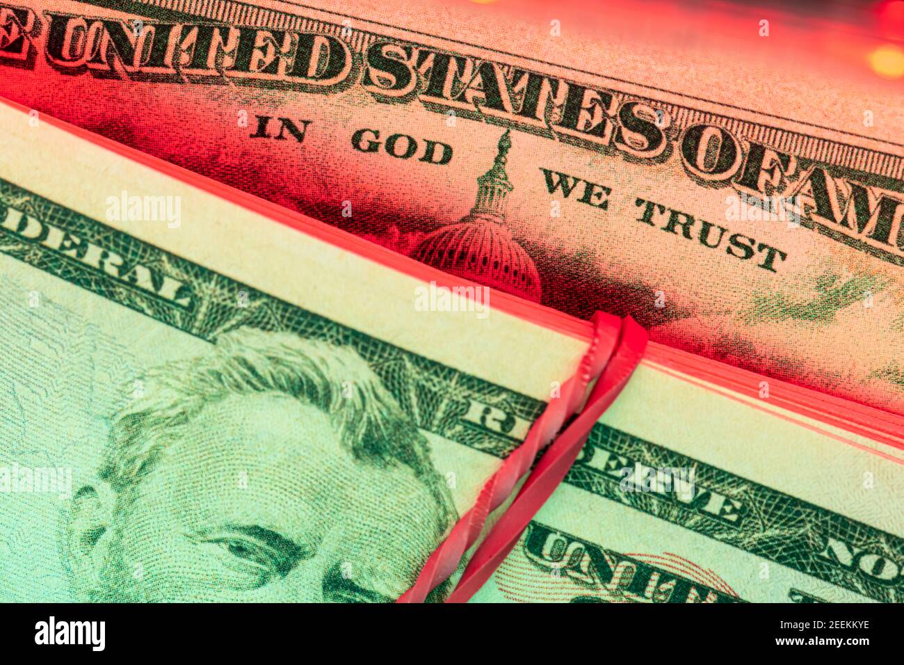 money background from dollars in neon light, close up Stock Photo - Alamy