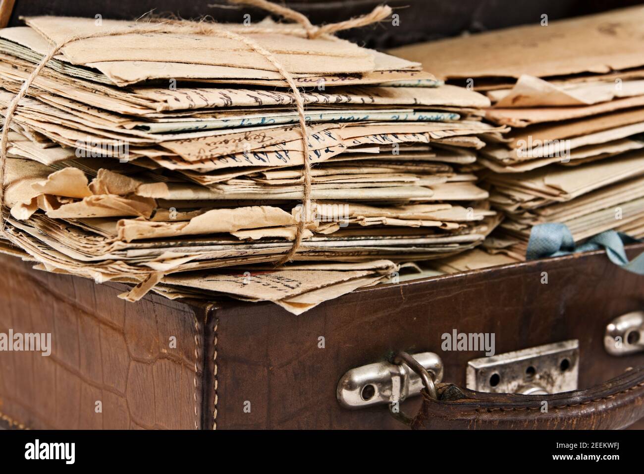 Stack of old postal paper letters of 20 century, closeup Stock Photo ...