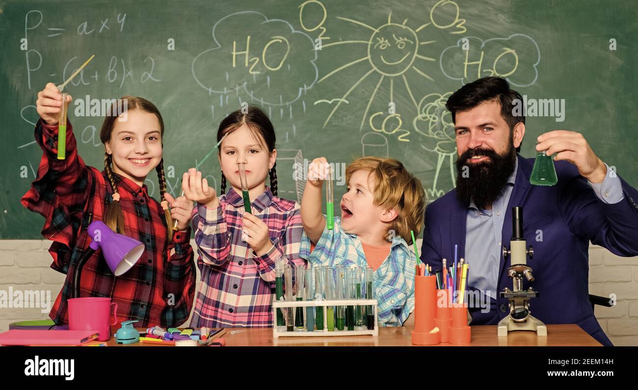 Lovely day in the laboratory. making experiment in lab or chemical ...