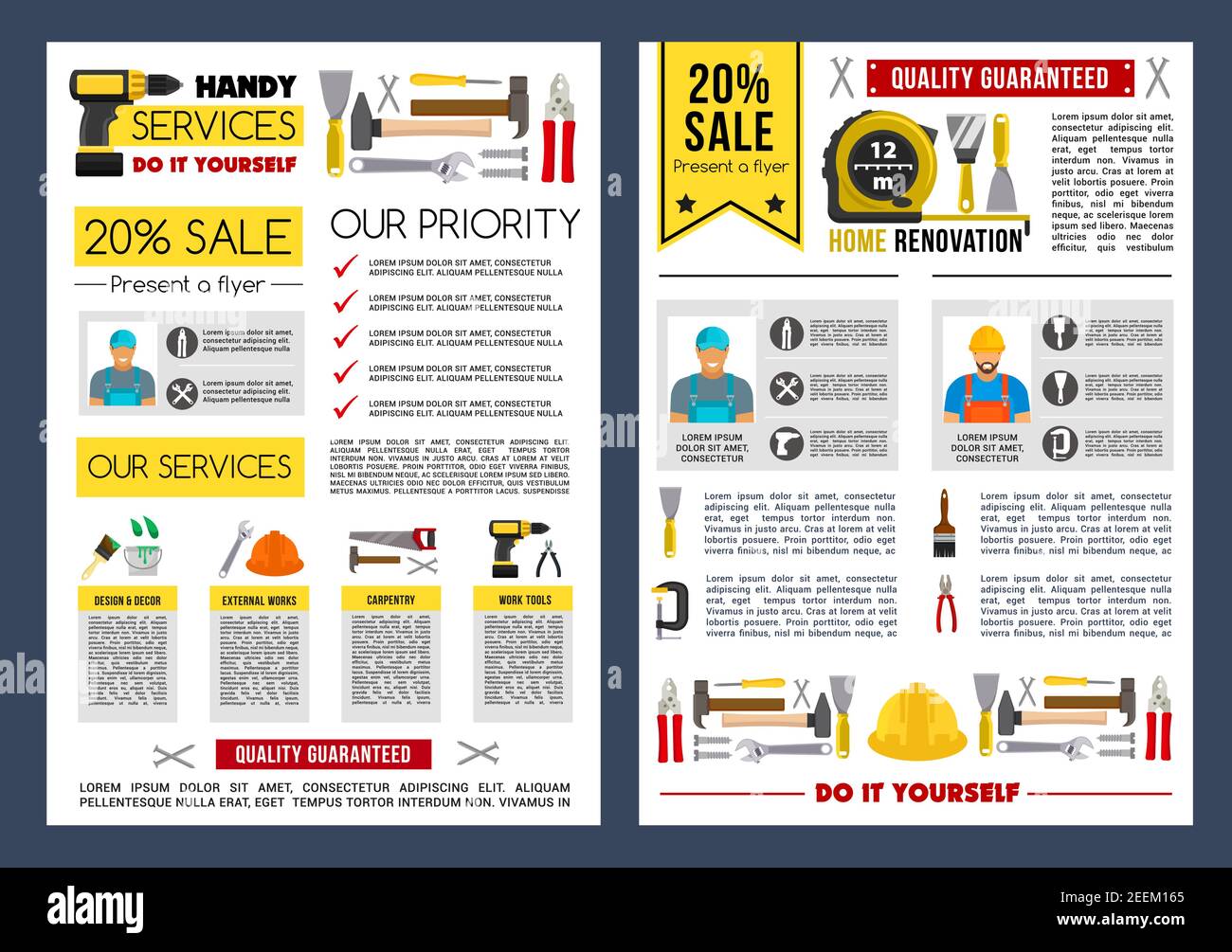 Home repair and construction service vector poster or brochure template ...