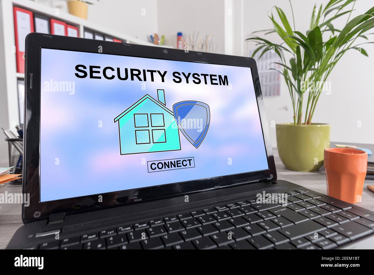Laptop screen with home security system concept Stock Photo - Alamy