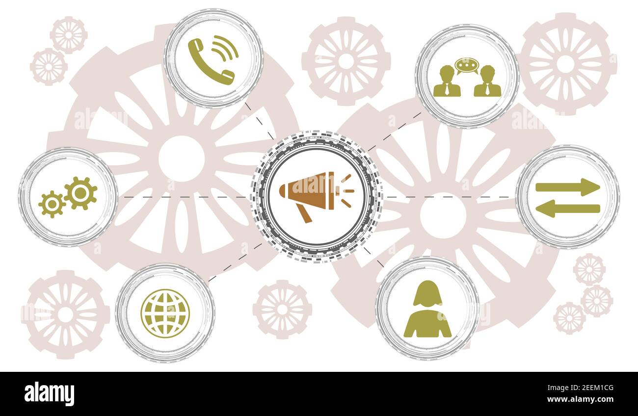 Concept of communication with connected icons Stock Photo - Alamy