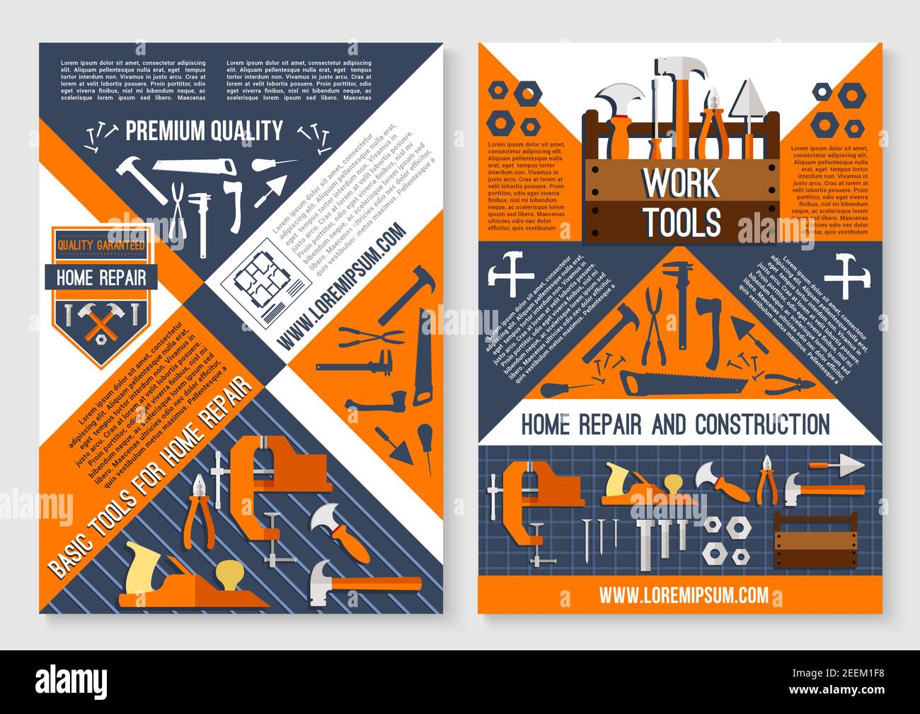 Home repair and construction posters of work tools. Vector carpentry ...
