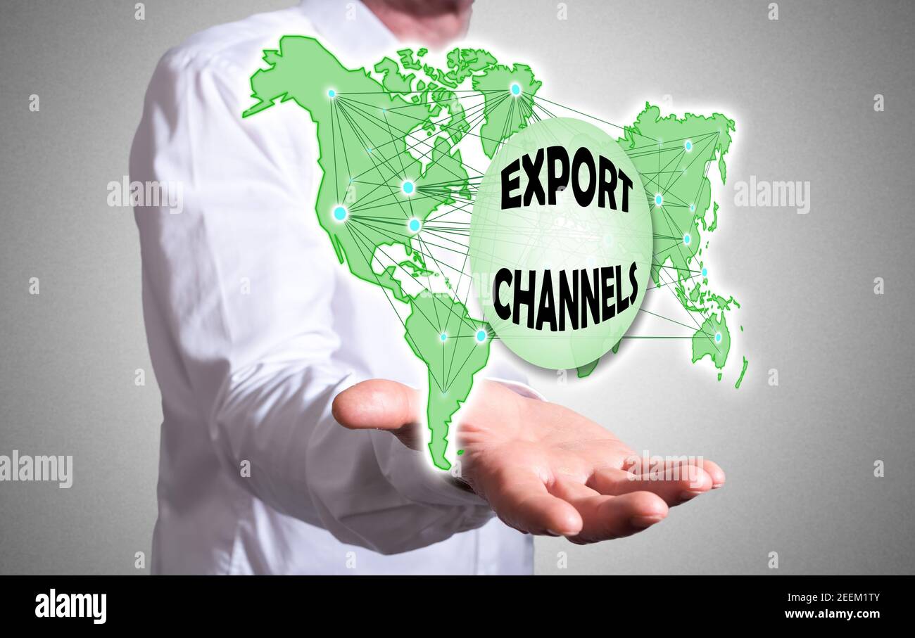 Export channels concept levitating above a human hand Stock Photo - Alamy