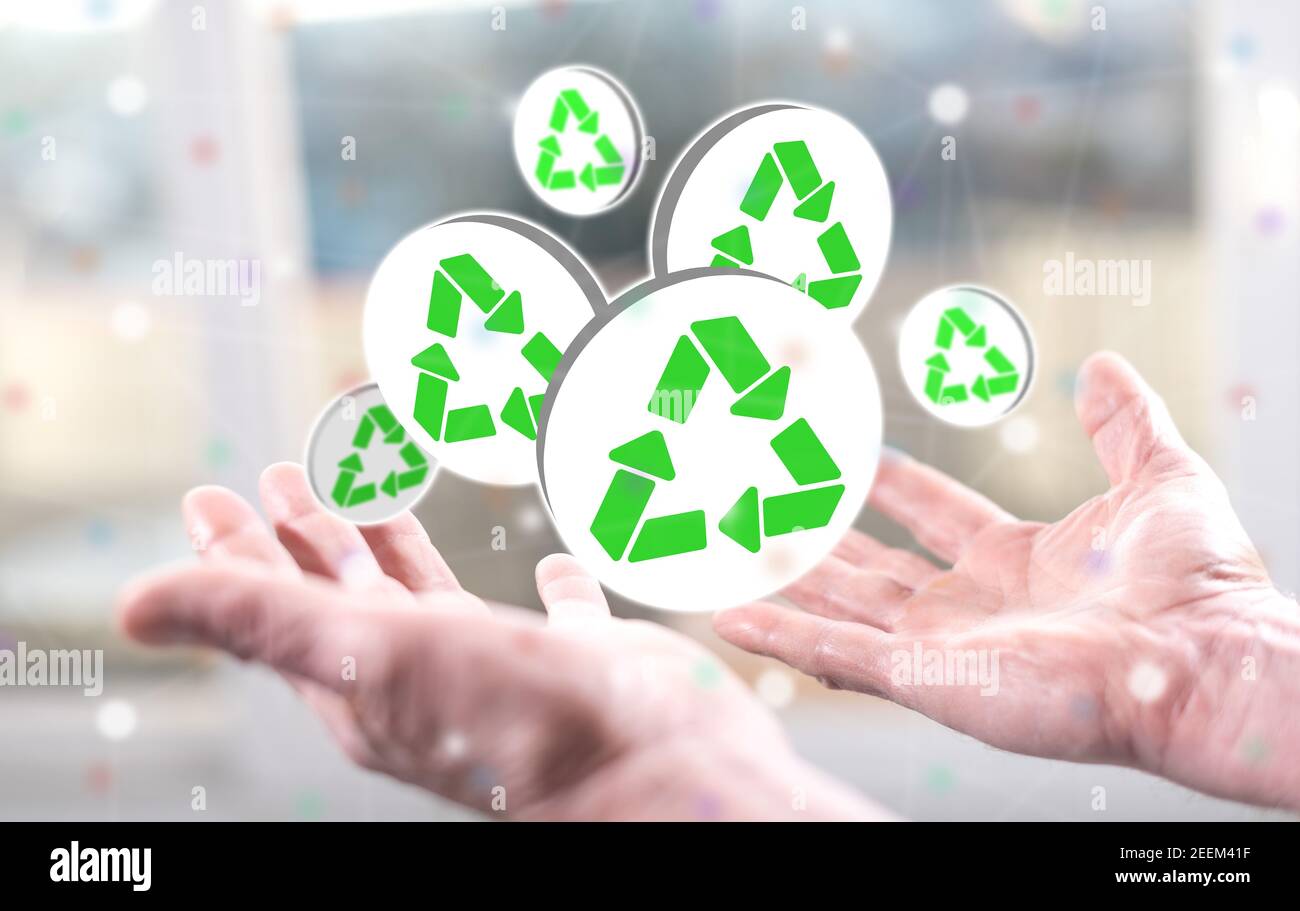 Illustration recycle icon hands hi-res stock photography and images - Alamy