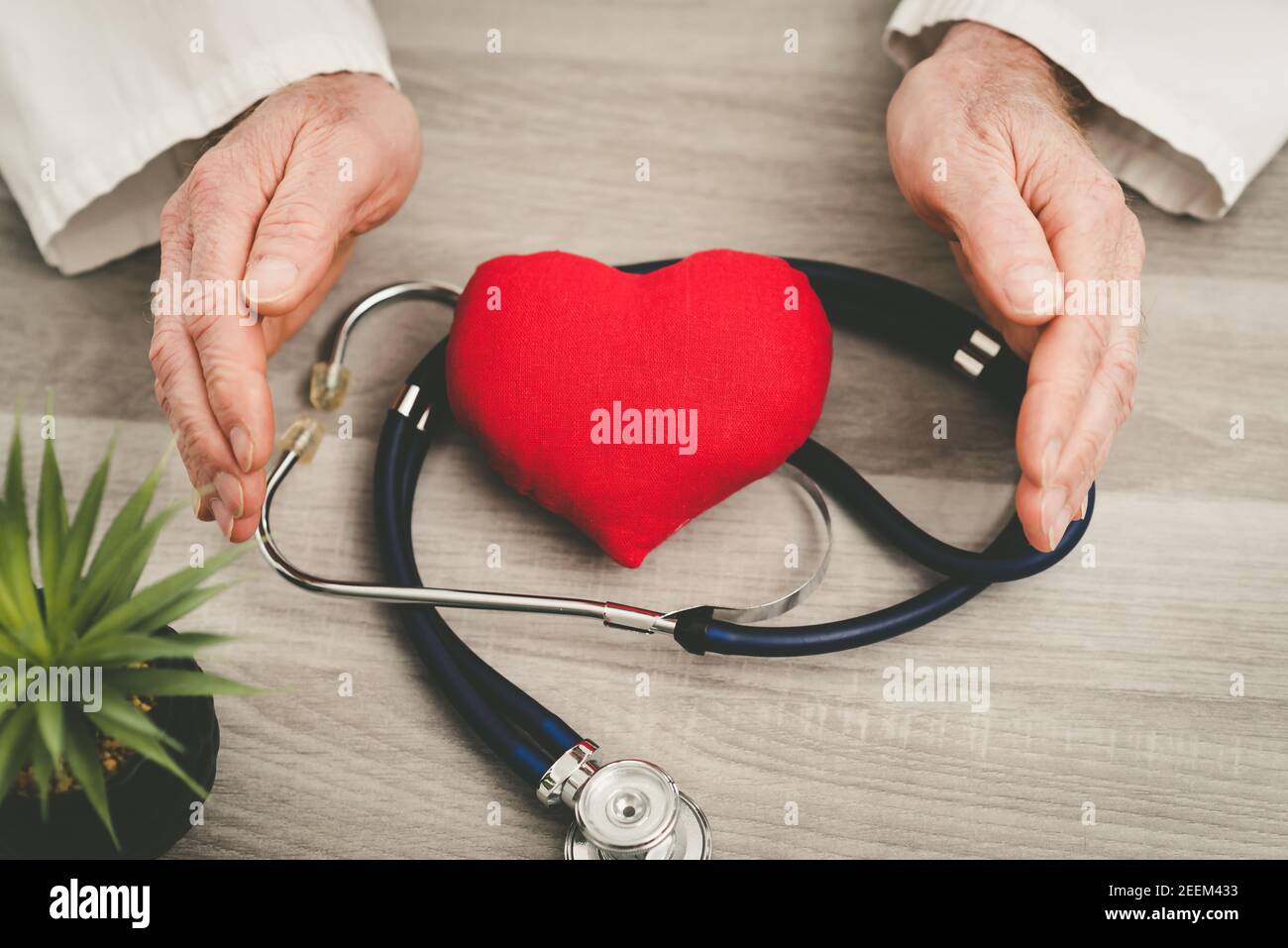 Hands of doctor protecting a red heart Stock Photo - Alamy