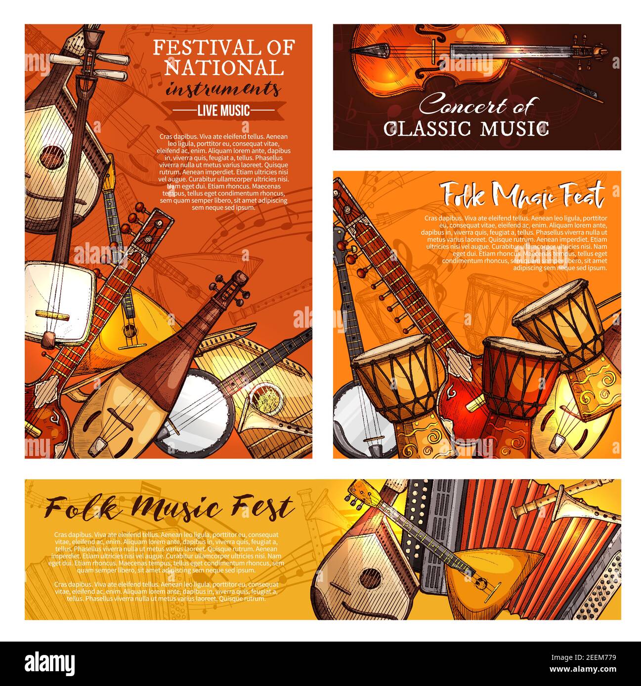 Live music festival or national and ethnic folk musical instruments ...