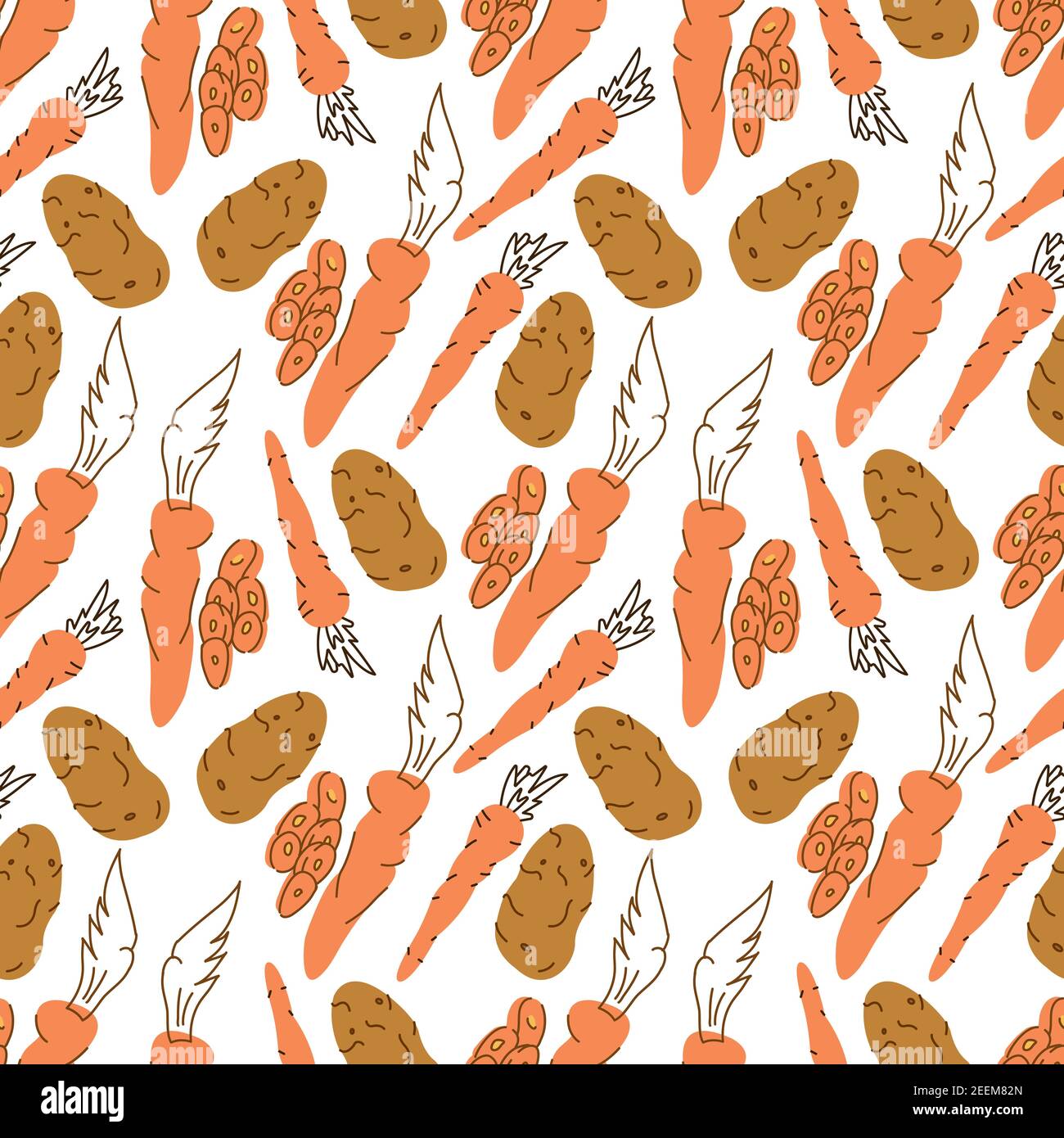 Seamless pattern vegetables with elements of potatoes, carrots. Vector ...