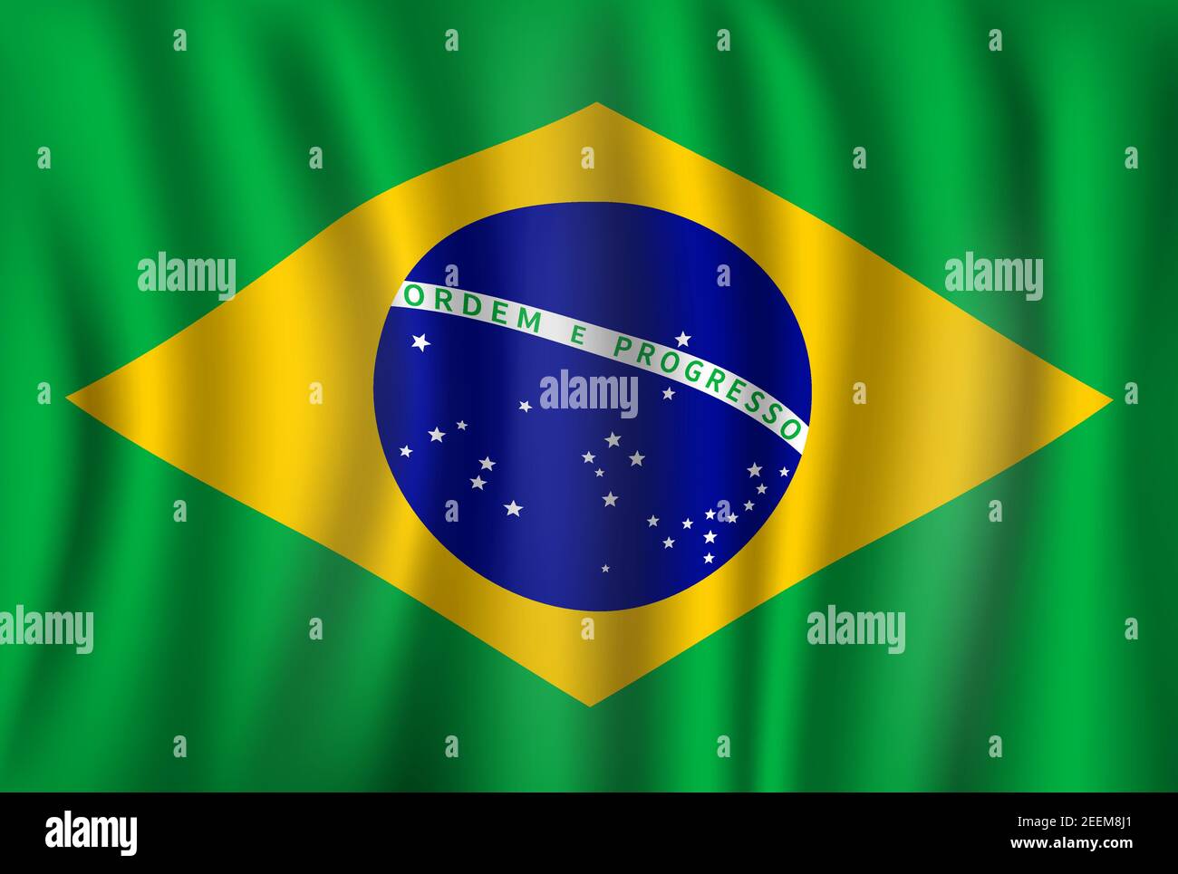 Brazil flag of green, yellow and blue globe with line. Vector Brazilian ...