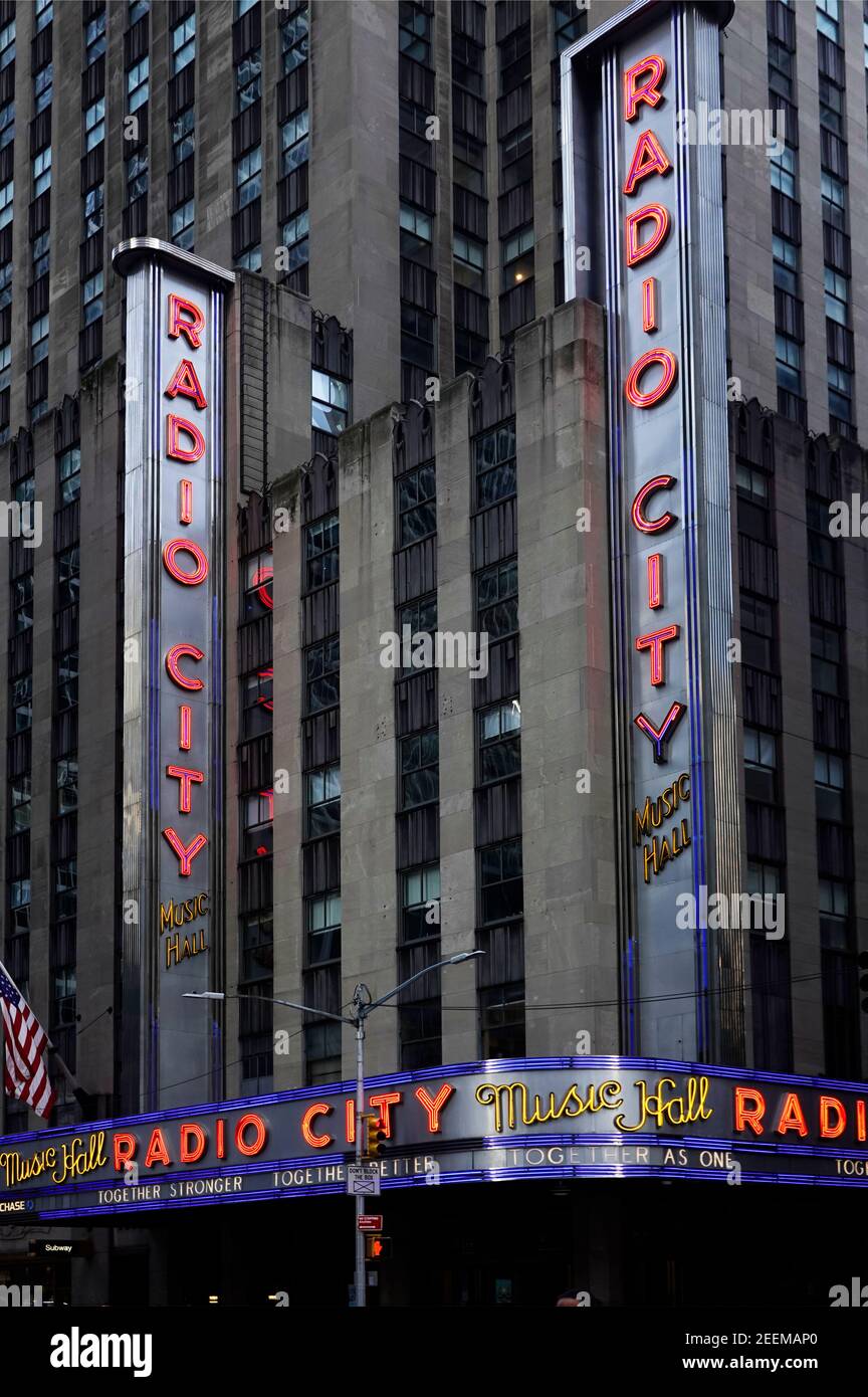 Radio City Music Hall sign in New York City Stock Photo - Alamy