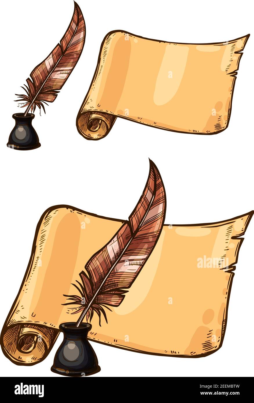 Feather in ink bottle Stock Vector Images - Alamy