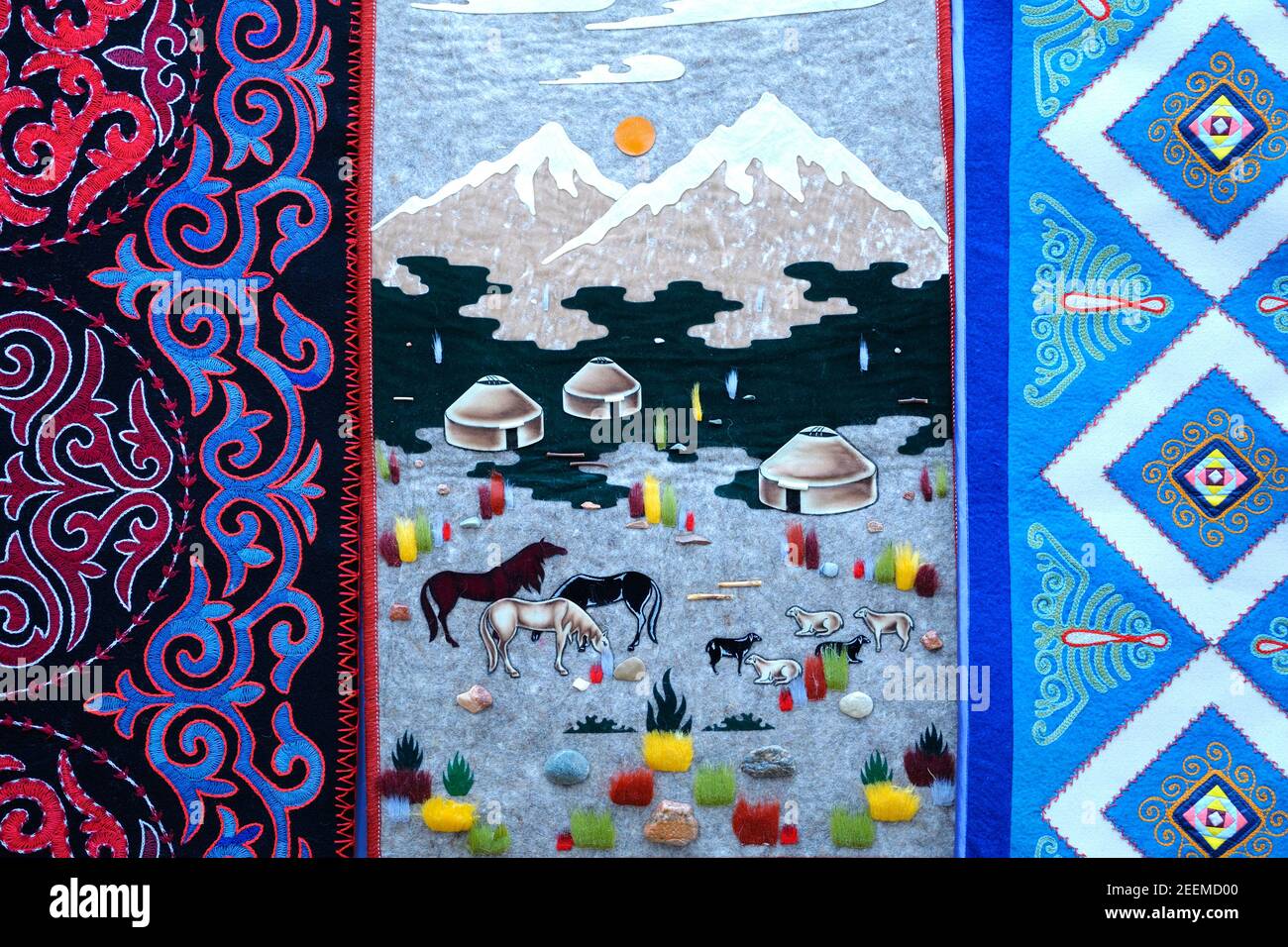 Traditional Kyrgyz colorful embroidery suzani Stock Photo - Alamy
