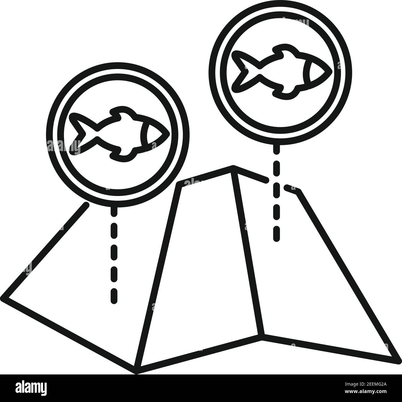 Map fish icon, outline style Stock Vector Image & Art - Alamy