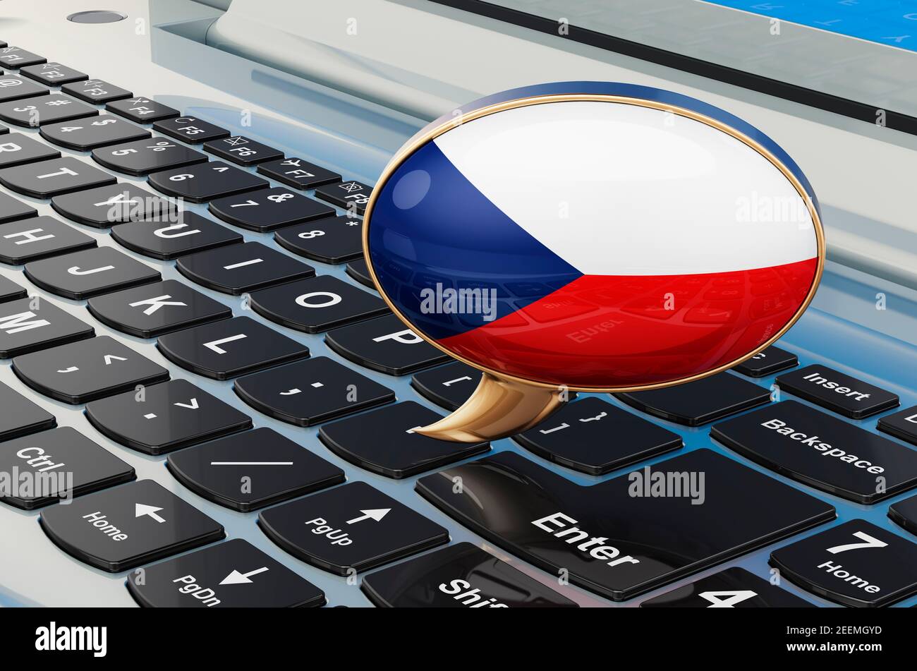 Learn Czech online concept. Speech balloon with Czech Republic flag, 3D ...