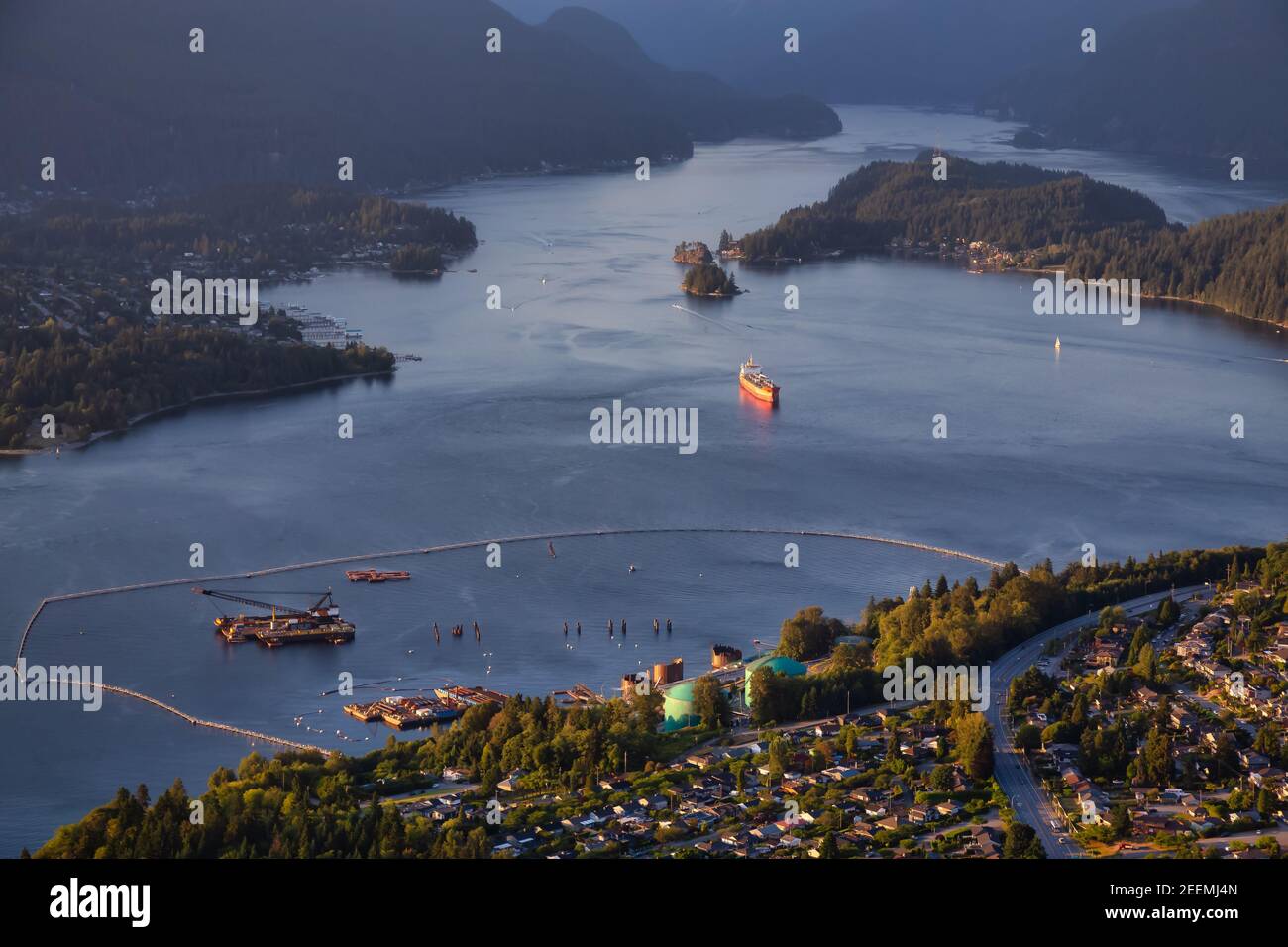 Aerial view of Deep Cove, Industrial Site Stock Photo - Alamy