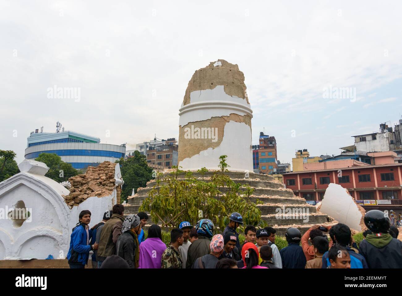 KATHMANDU, NEPAL - APRIL 26, 2015: The collapsed Dharhara tower after ...