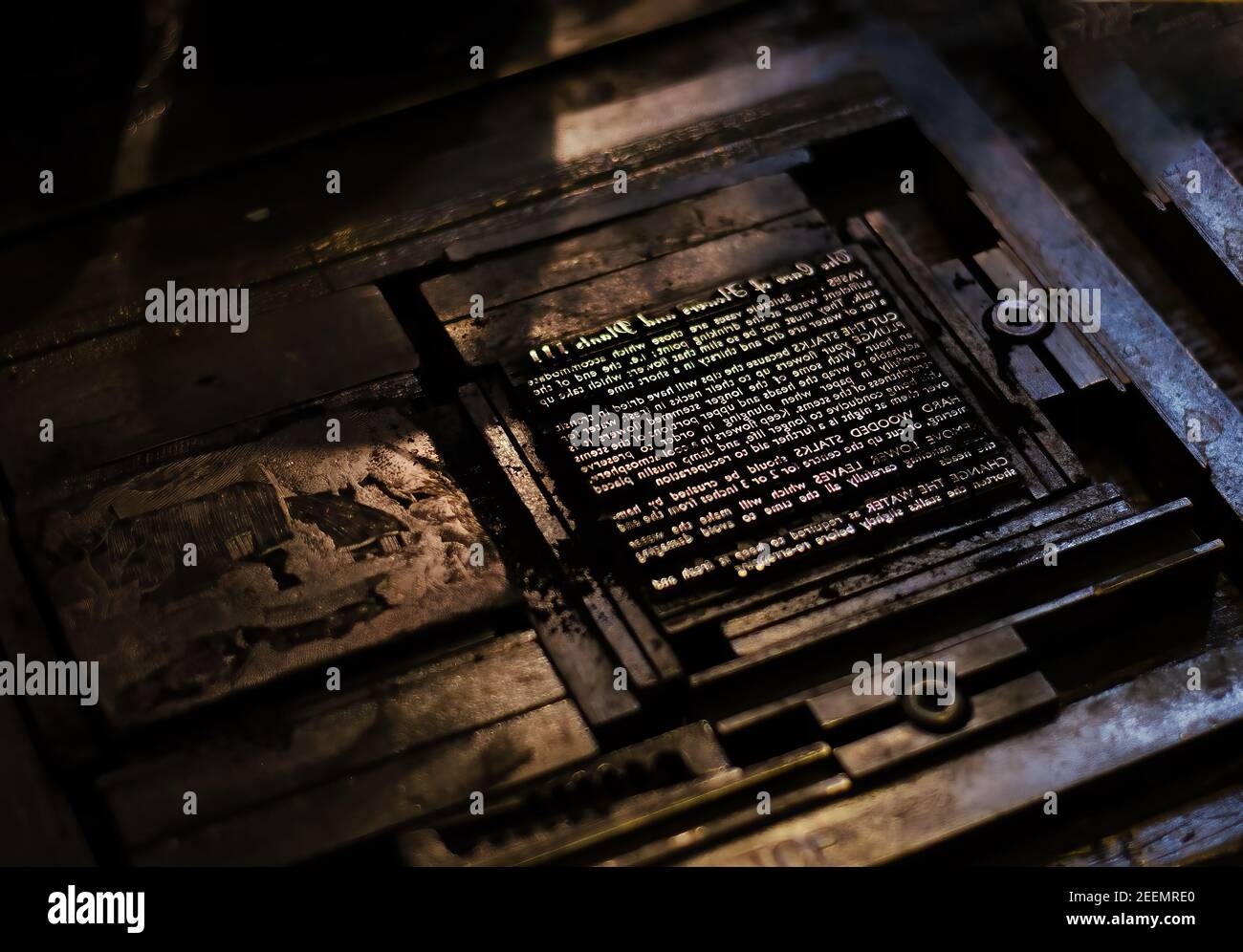 Printing press showing type face Stock Photo - Alamy