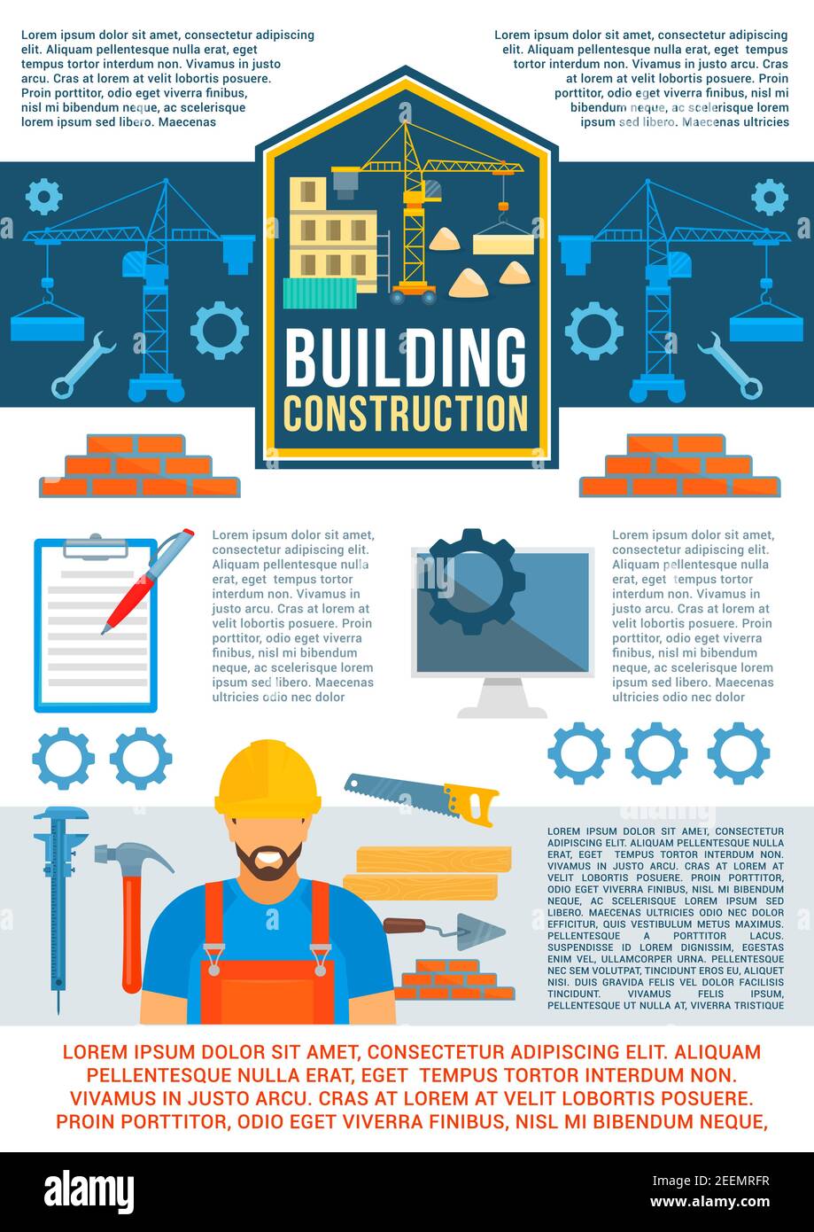 Building construction banner or poster. Construction site poster of ...