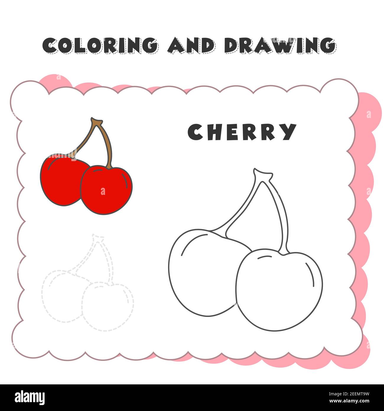 coloring and drawing book element cherry. drawing of a strawberry for ...