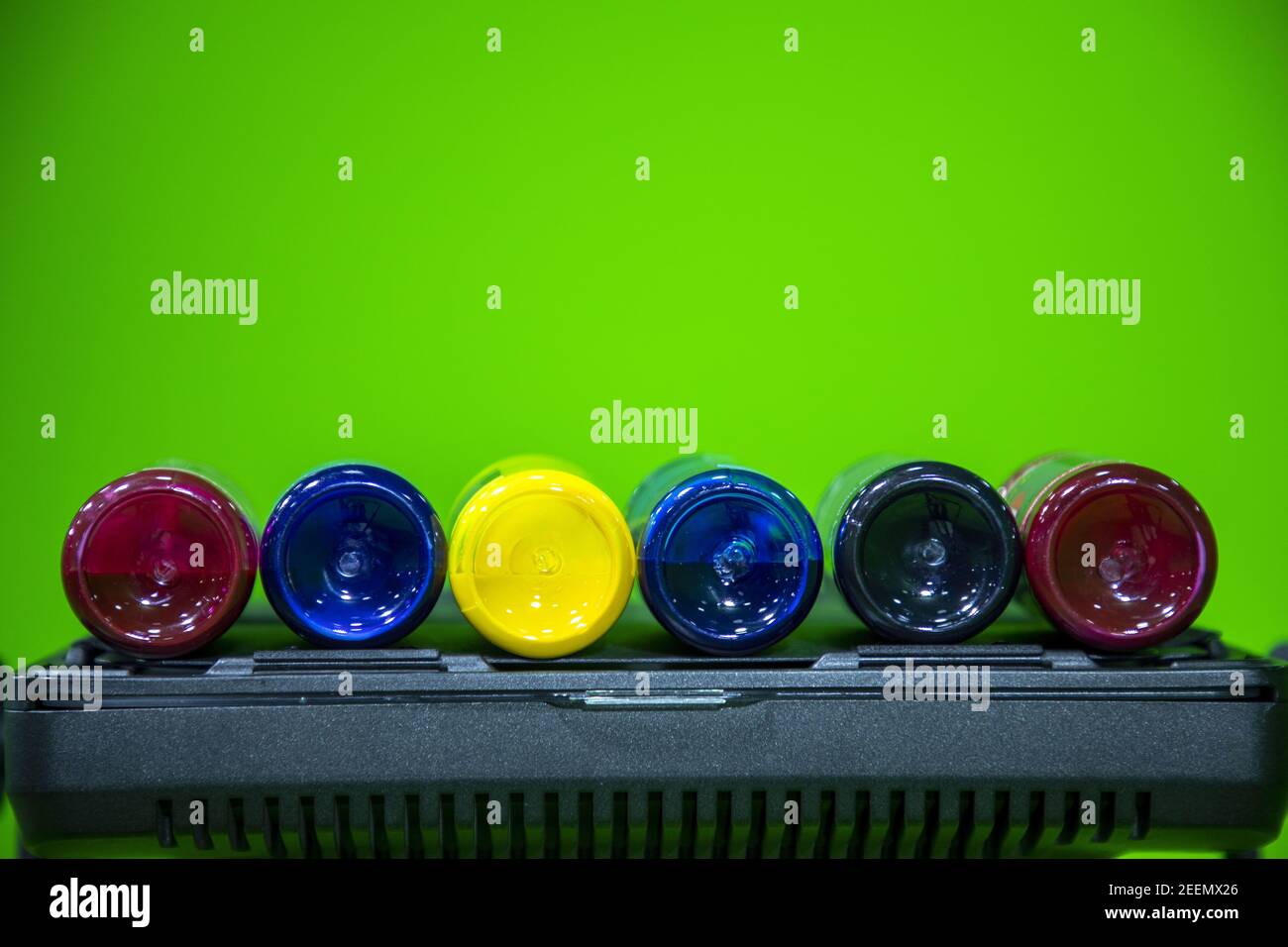 cyan, magenta, yellow and black Ink jet refill colors in bottles ...