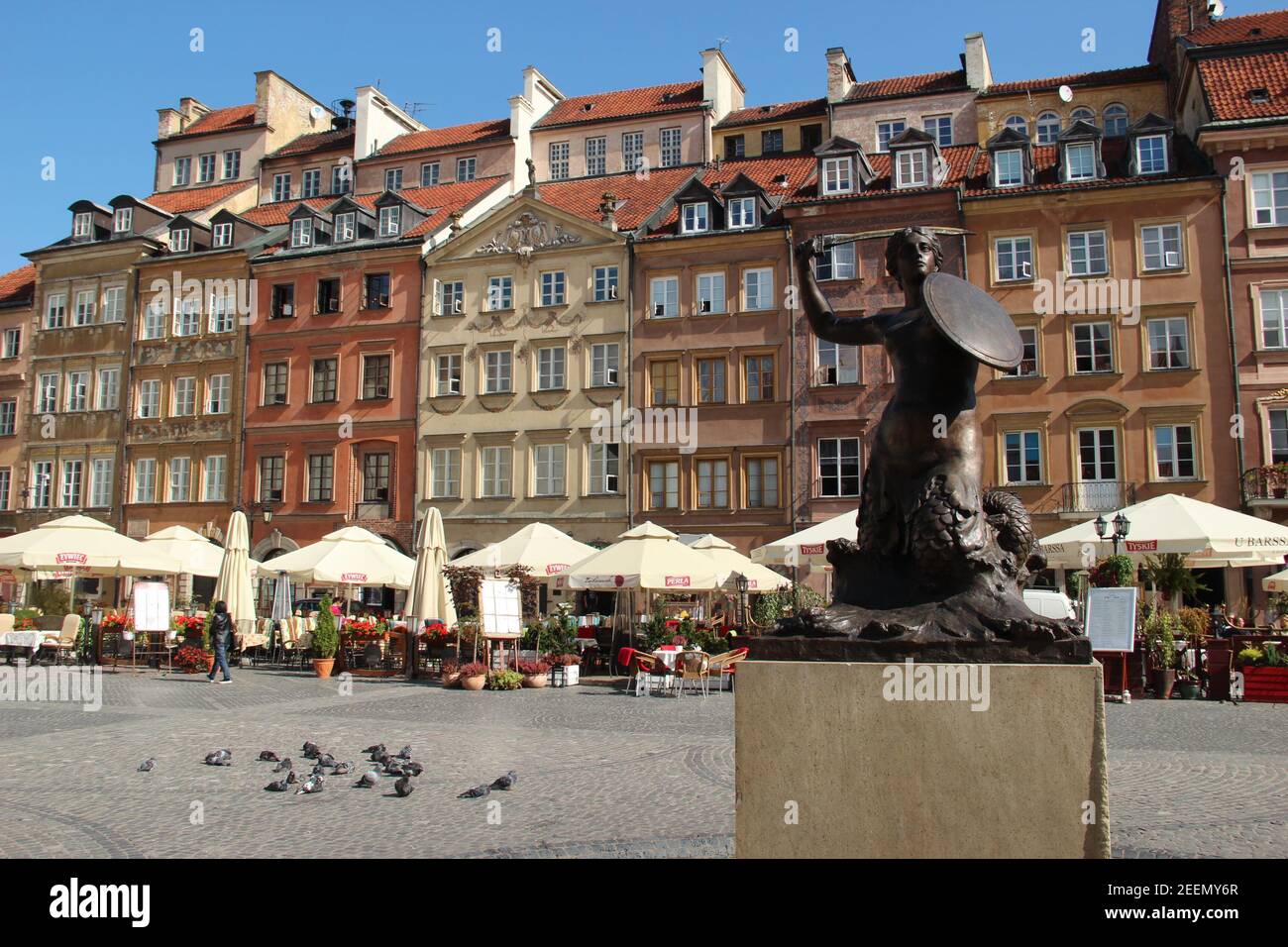 The statue of Mermaid Syrenka, the protector of Warsaw, in the city's ...