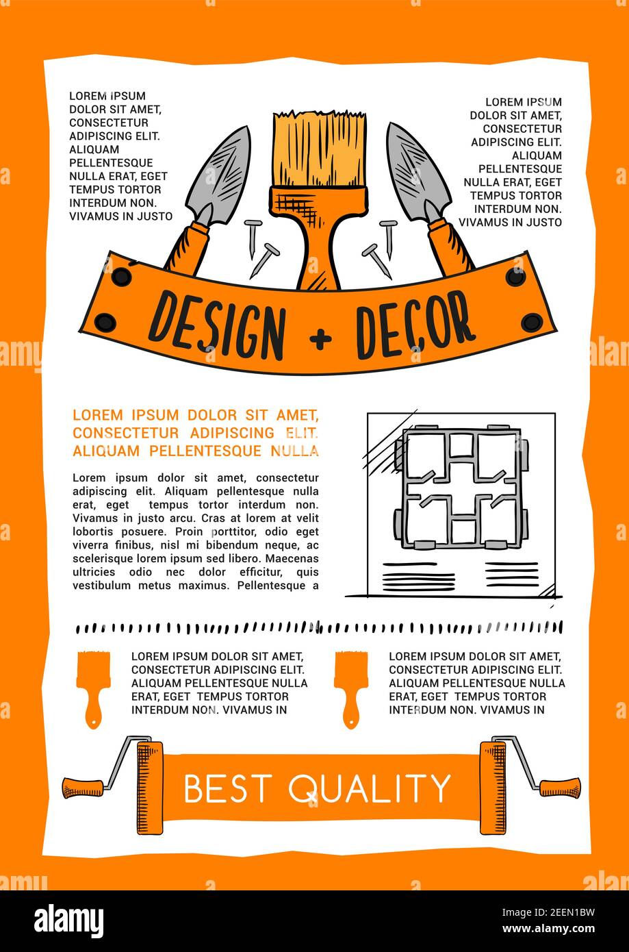 Home repair and construction poster of work tools. Vector toolbox for ...