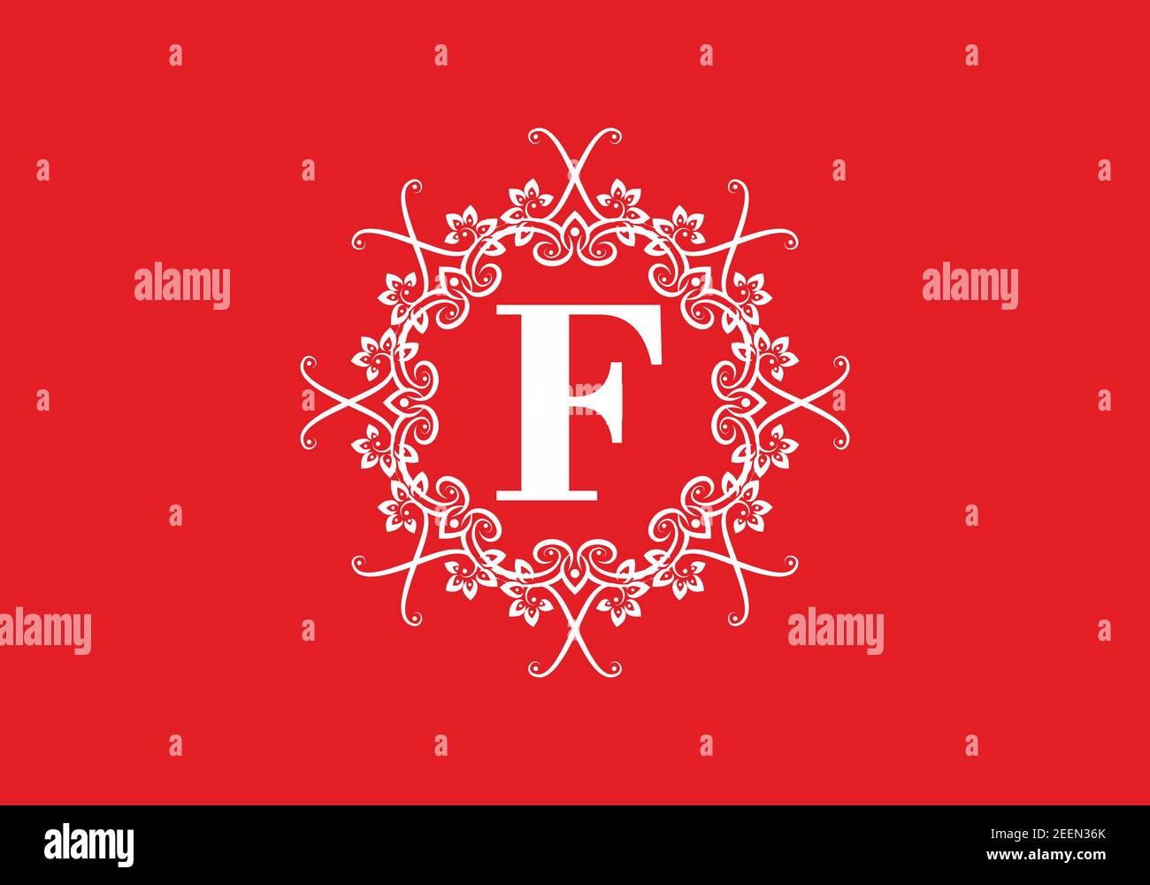 Red white of F initial letter in classic frame design Stock Vector ...